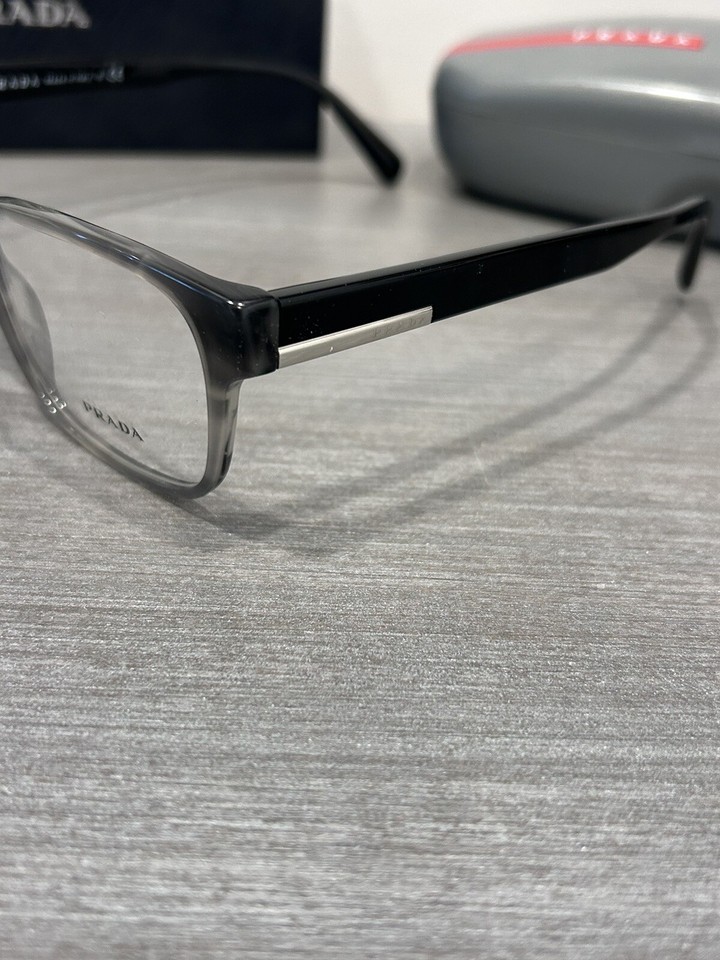 PRADA VPR 06U Eyeglasses VYR-1O1 Grey Tortoise & Black Frames 54/19/145 ...