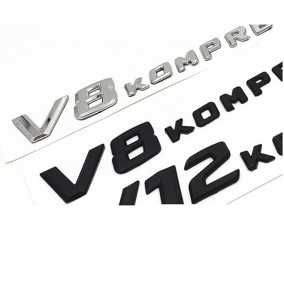 2X Hot Chrome Silver Letters V8/KOMPRESSOR Badge Emblems for Mercedes ...
