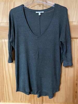 WOMEN'S EXPRESS ONE-ELEVEN THIN KNIT DEEP V-NECK SWEATER GREEN SZ M | eBay