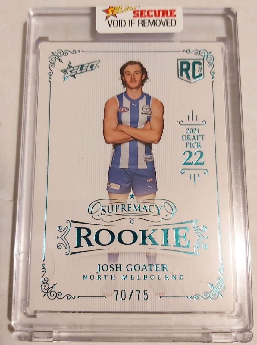 2022 Select Supremacy Rookie Josh Goater Blue 70/75 North Melbourne ...