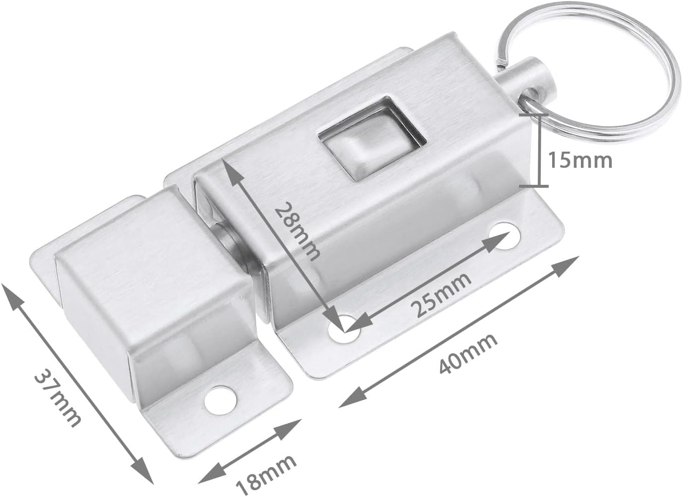 2PCS Door Bolt Ring-Pull Spring Loaded Sliding Latch Stainless Steel ...