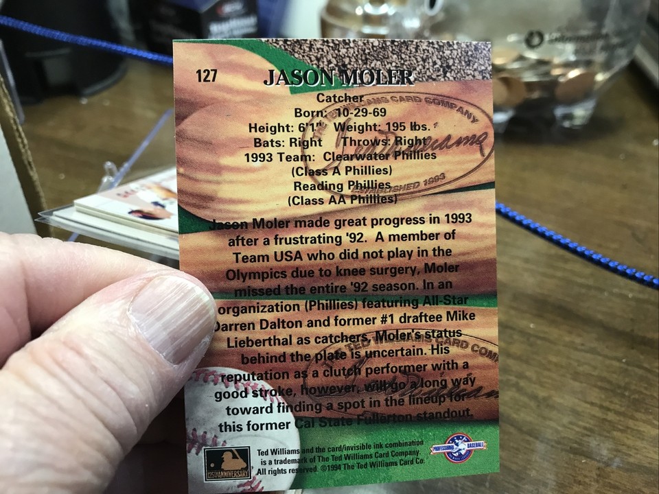 Jason Moler 1994 Ted Williams #127 Phillies | eBay