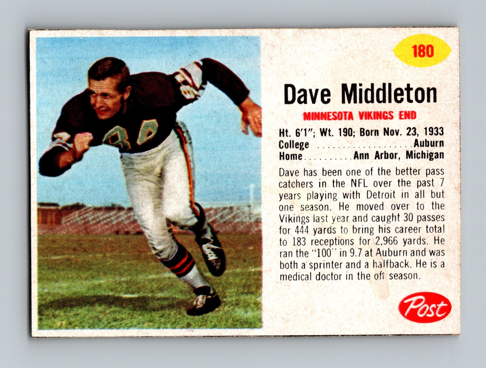 1962 Post - #180 Dave Middleton for sale online | eBay