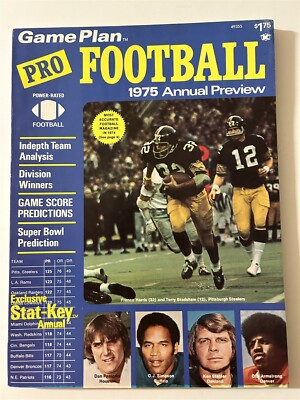 1975 Football Annual PITTSBURGH Steelers FRANCO HARRIS NFL Preview ...