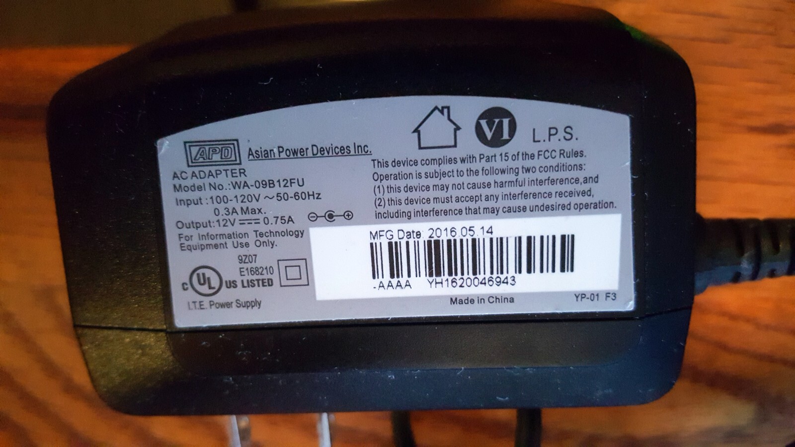 APD Power Adapter WA-09B12FU. Output 12VDC @ 0.75A 5.5mm Tip Tested. | eBay