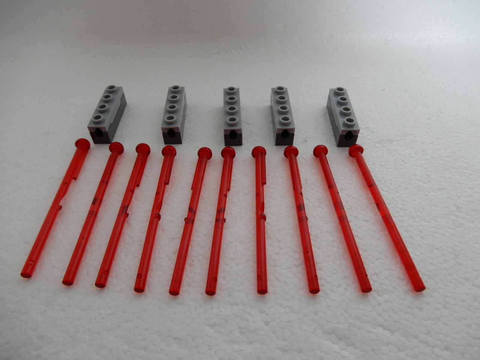 LEGO 5 X 1x4 BRICK SPRING SHOOTING MECHANISM & 10 RED ROUND TIP ARROWS ...
