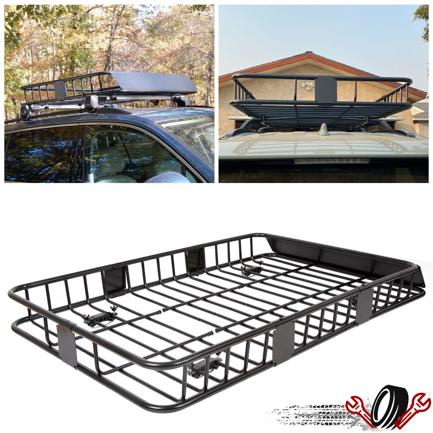 67'' Universal Roof Rack Extension Cargo Car Top Luggage Carrier Basket ...