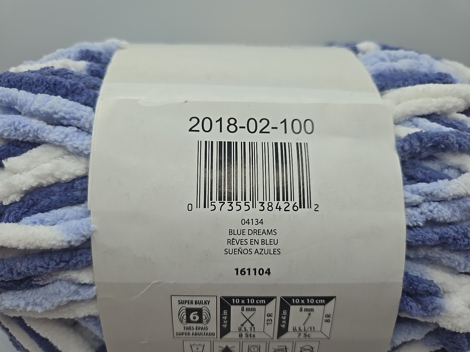 Bernat Baby Blanket Yarn "Blue Dreams" Color 10.5oz/300g/220yds/201m #6 ...