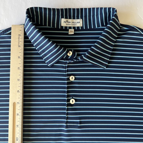 Peter Millar Summer Comfort Polo Shirt Mens XXL Blue Striped Dallas ...