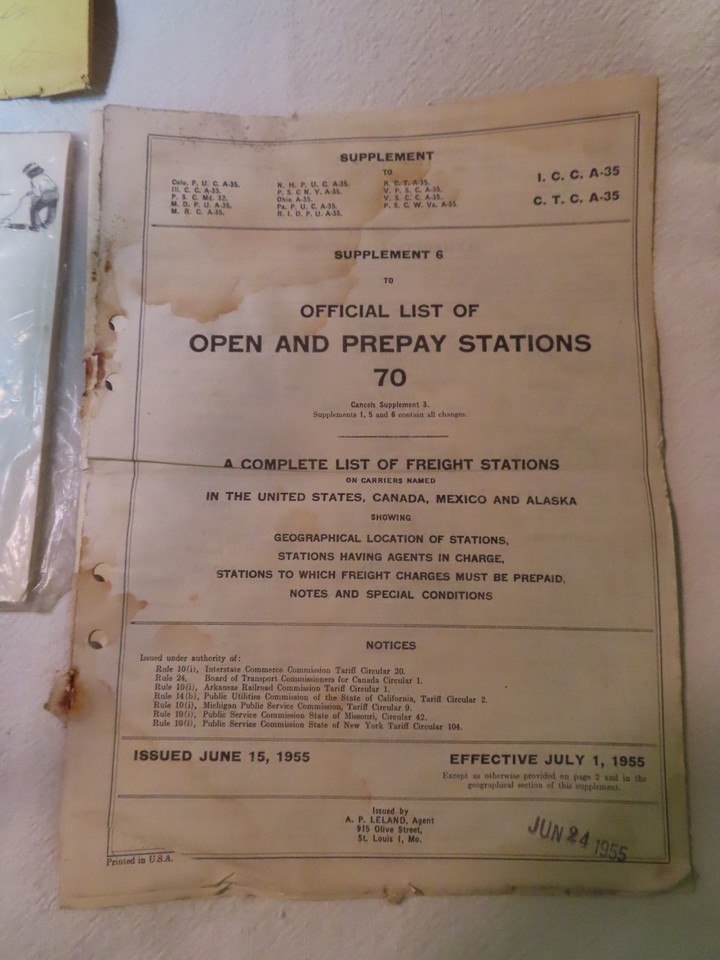 GROUP OF 6 OLD PAPER RAILROAD / RAILWAY EPHEMERA PRR, MOPAC, SANTA FE ...