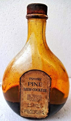 Vintage Large Glass Bottle Prosit Pine Bath-Cocktail Original Paper ...