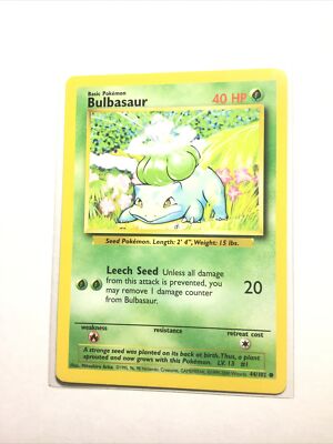 BULBASAUR - 44/102 - Base Set - 4th Print - 1999-2000 - Pokemon Card ...