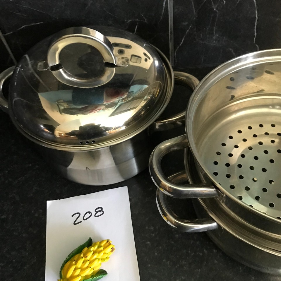Home Selection INDUCTION Stainless Steel Steamer Set Metal Lid - 18cm ...