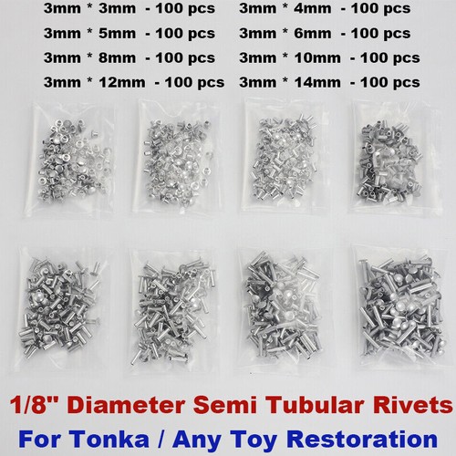 For Tonka Semi Tubular Rivets 1/8" Diameter - Toy Parts Toy Restoration ...