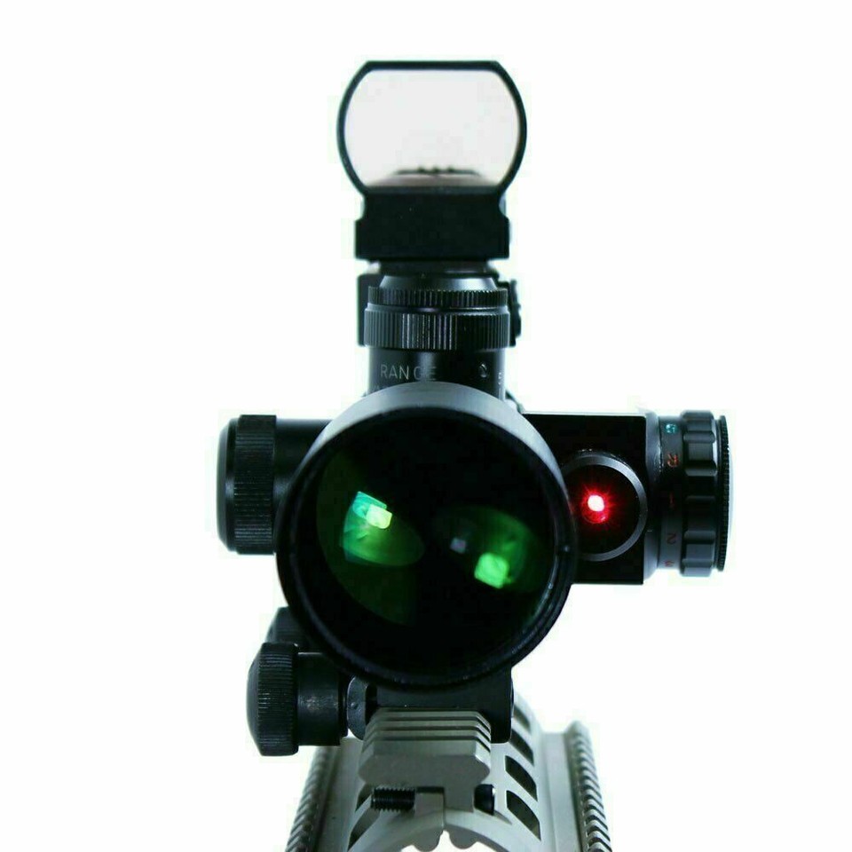 2.5-10X40 Tactical Rifle Scope with Red Laser-Holographic Green-Red Dot ...
