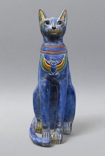 Large statue of Egyptian goddess Bastet cat with scarab heavy stone. | eBay