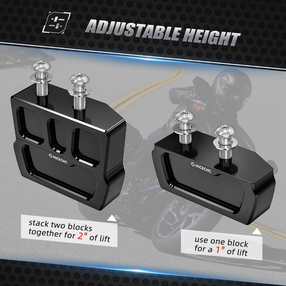 Anodized 1" & 2" Kickstand Lift Blocks For Harley Sportster 1200 Custom ...