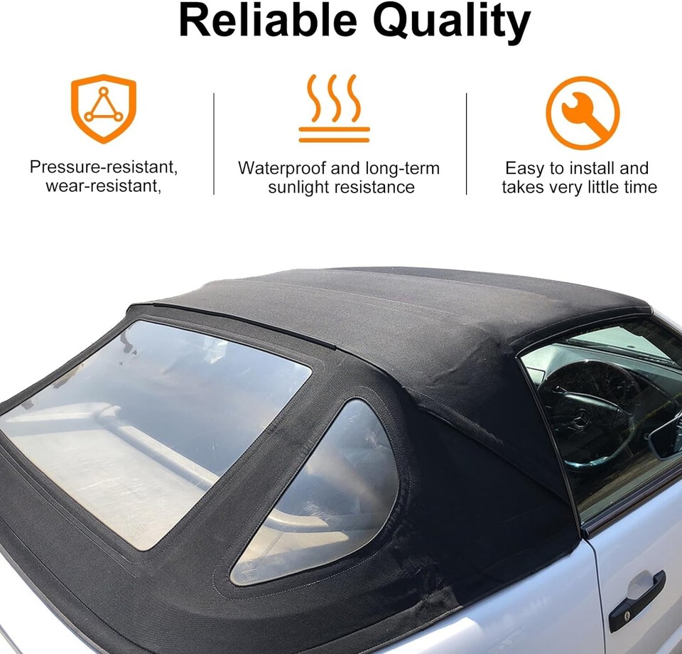 R107 380SL 450SL 560SL Black Convertible Soft Top with Clear Plastic ...