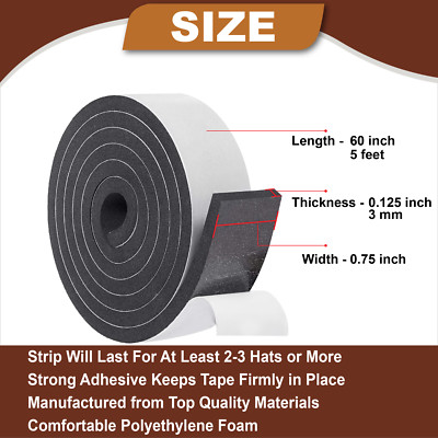 Hat Sizing Tape Roll 5 Feet Hard Hats Size Reducer Foam Filler Cap Band ...