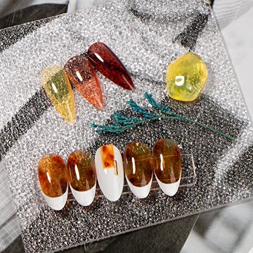 Jelly Crystal Gel Nail Polish Tortoise Shell Nails Sheer Clear Fall CS2 ...