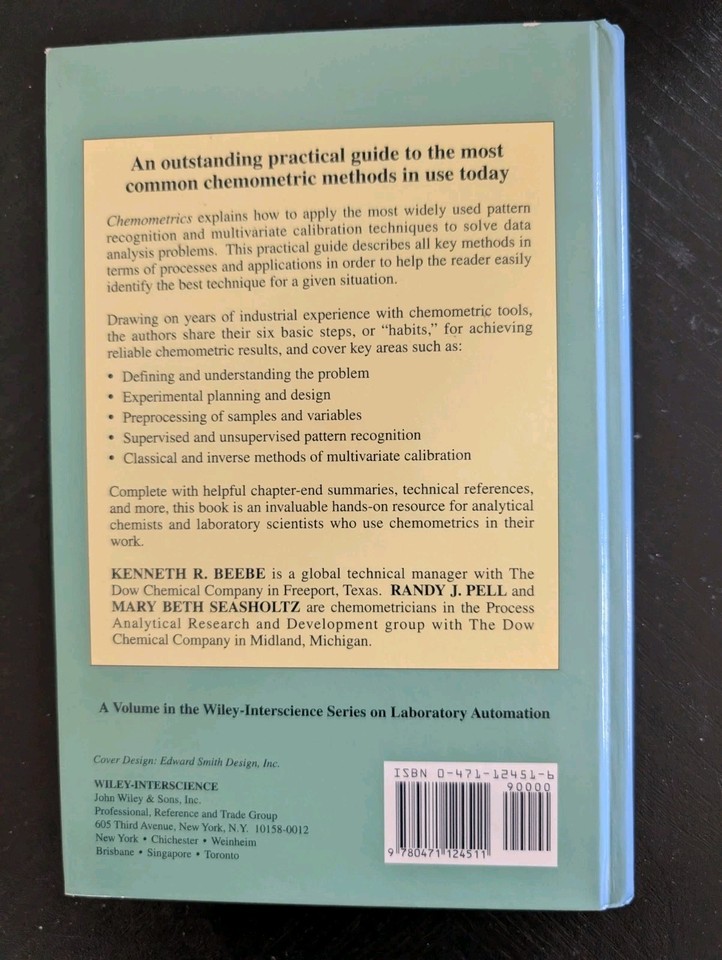 Chemometrics A Practical Guide Kenneth R. Beebe Hardcover Book | eBay