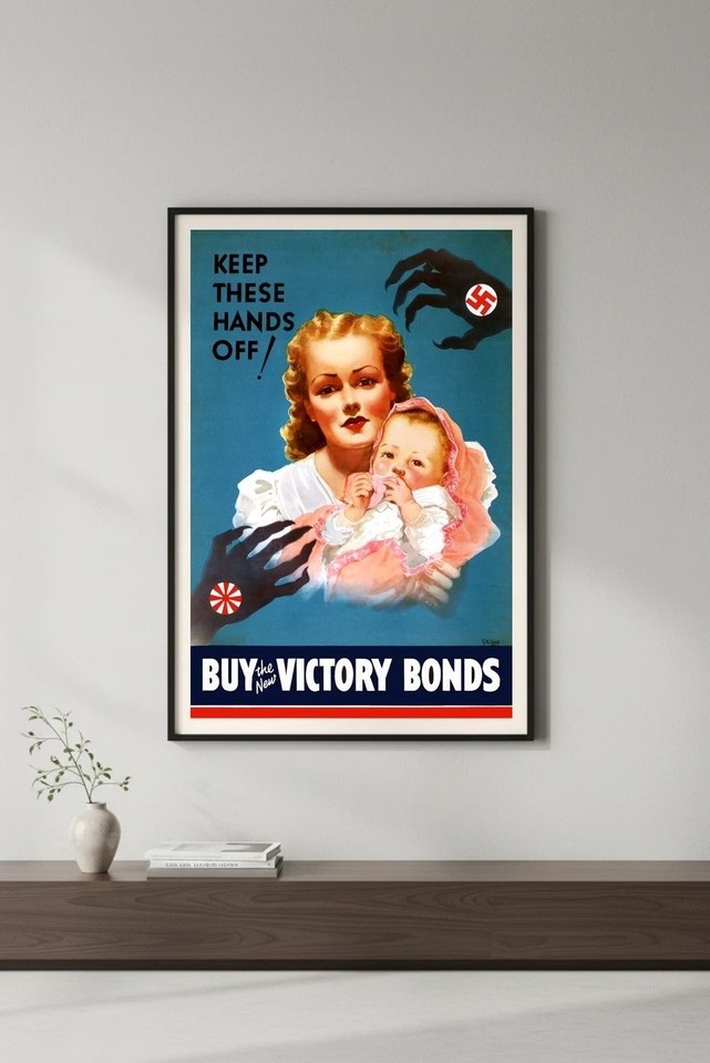 Keep These Hands Off - WWII Victory Bonds Poster c1940s -RARE Reprint ...