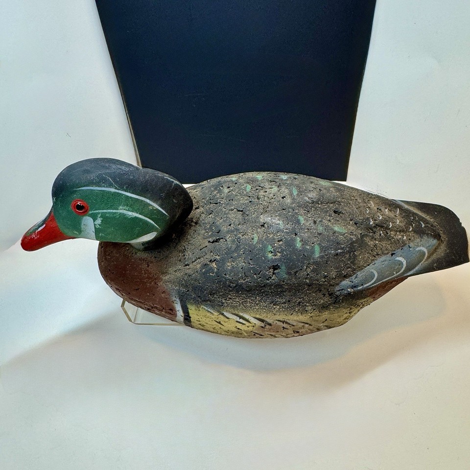 VTG All Original LL Bean Drake Wood Head Cork Body Duck Decoy Glass ...