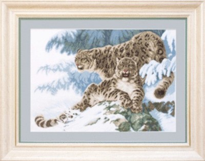 Diy Needlepoint Cross Stitch "Leopards In The Snow" Embroidery Kit ...