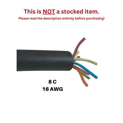 FESTOON CABLE, ROUND SOOW-A CABLE 16 AWG, 8 CONDUCTOR, BLACK, 1 FT ...