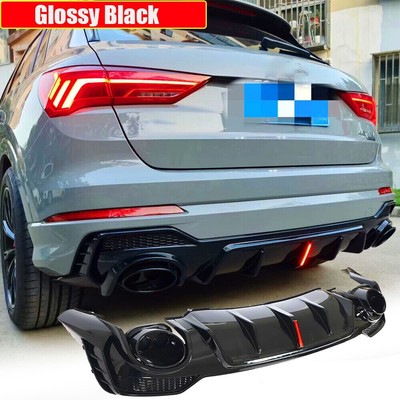 Fits Audi Q3 S-Line 2021-2022 Gloss Black Rear Bumper Diffuser Lip ...
