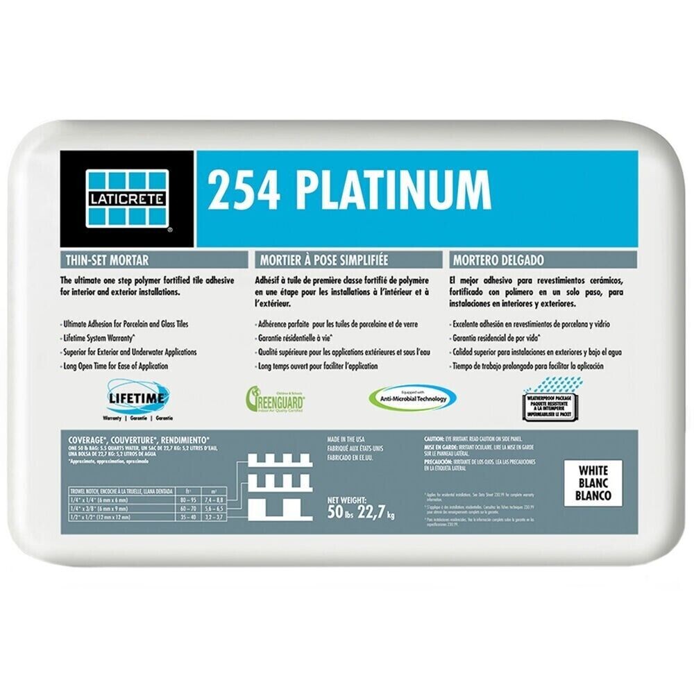 Laticrete 254 Platinum Thin Set Mortar 50 LB Gray | eBay