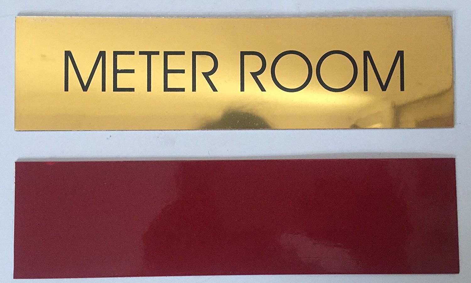 METER ROOM SIGN - Gold BACKGROUND (ALUMINIUM - 2 x7 3/4) WITH ....REF24 ...