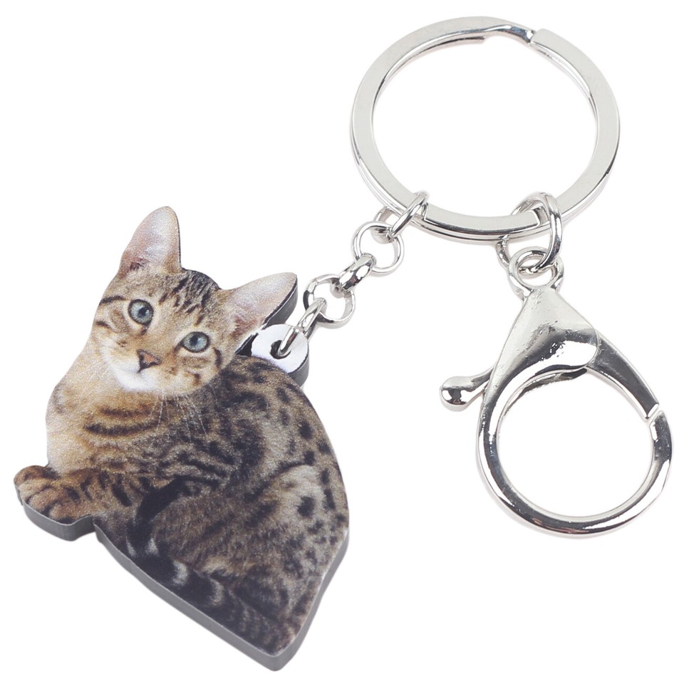 Acrylic Cute Cat Keychains Car Bag Key Ring Pets Jewelry Charms Gifts ...