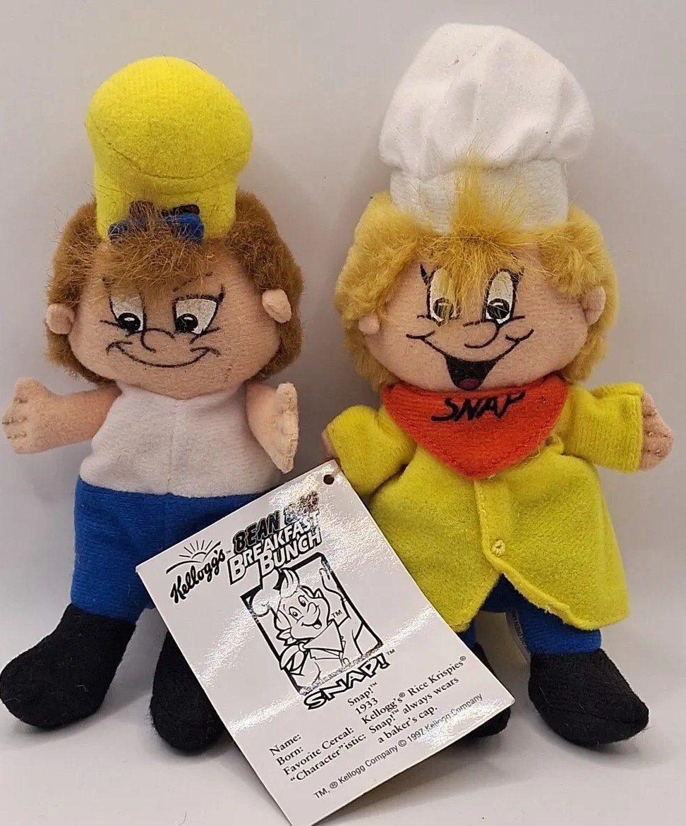 Kelloggs Bean Bag Breakfast Bunch Snap,Pop Rice Krispies 2 Mini Plush ...