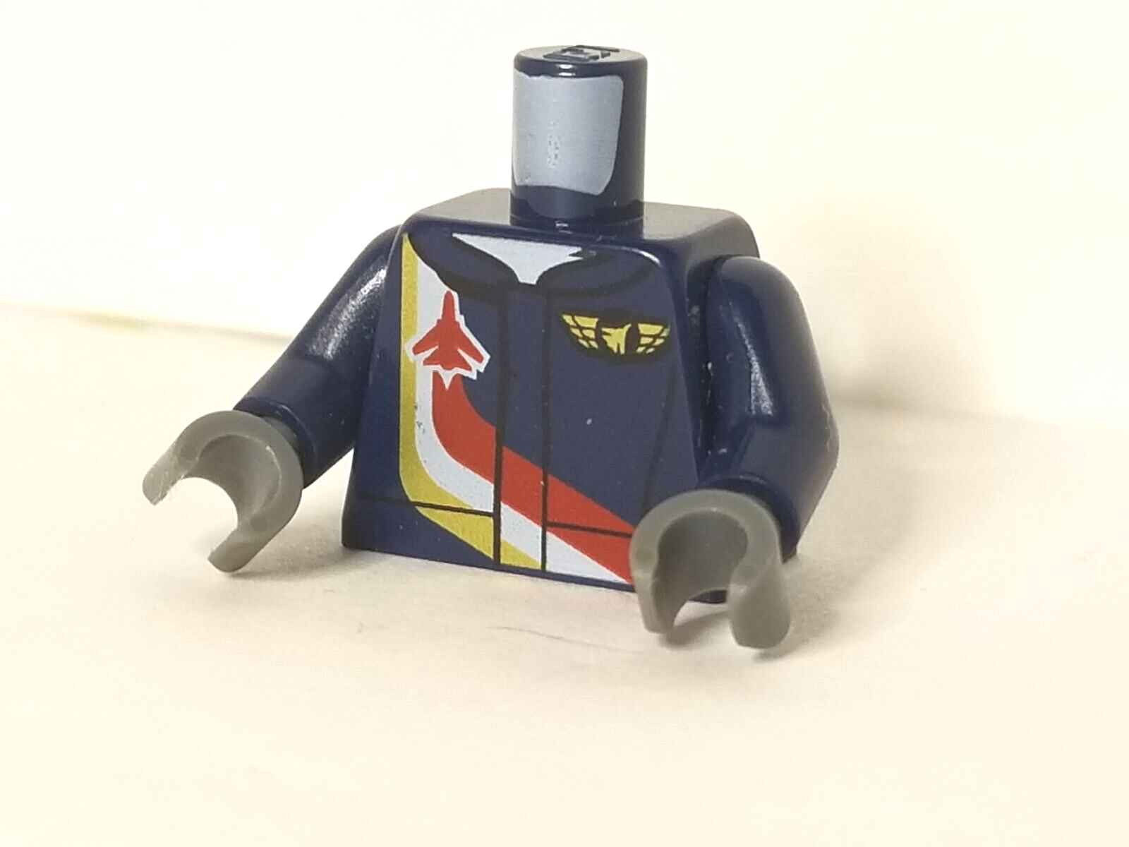 LEGO Pilot Torso Body Part Dark Blue Gold Wings JET Emblem Space Suit ...