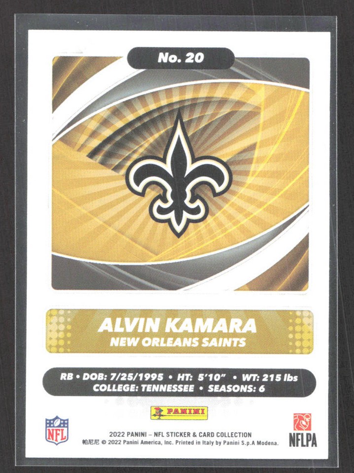 2022 Panini Sticker & Card Collection Alvin Kamara #20 Red #069/199 | eBay