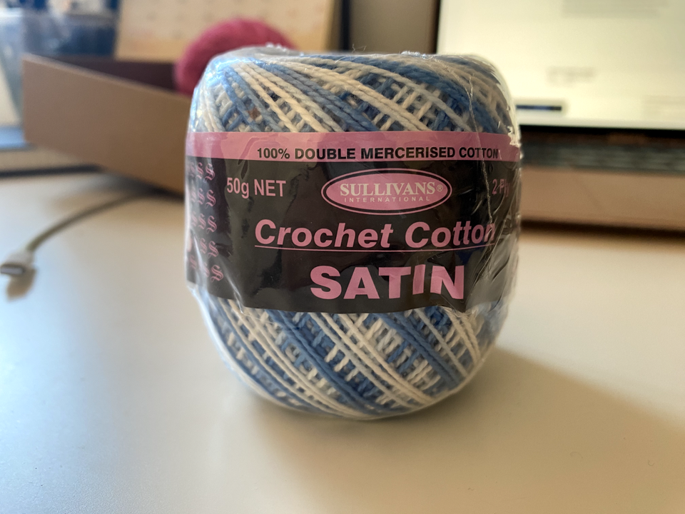 2ply 100% Double Mercerised Crochet Cotton Yarn SATIN Finish Sullivans ...