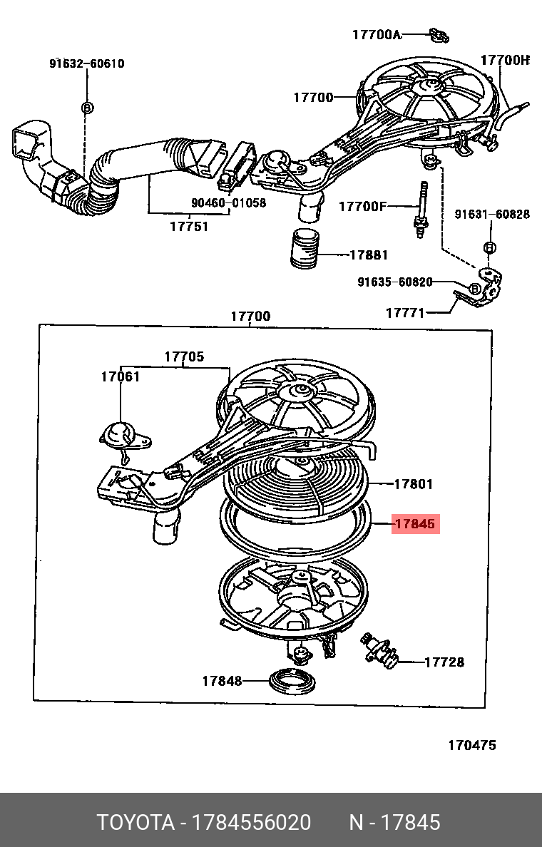 Genuine OE gasket, air cleaner cap, 1784556020 for TOYOTA 17845-56020 ...
