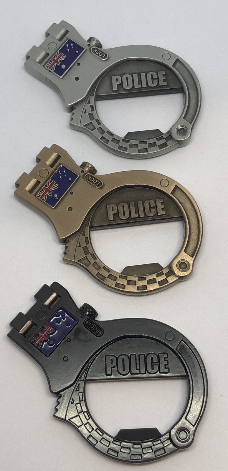 Handcuff Coin / Bottle Opener, Silver, Police, Thin Blue Line, 1 x Item ...