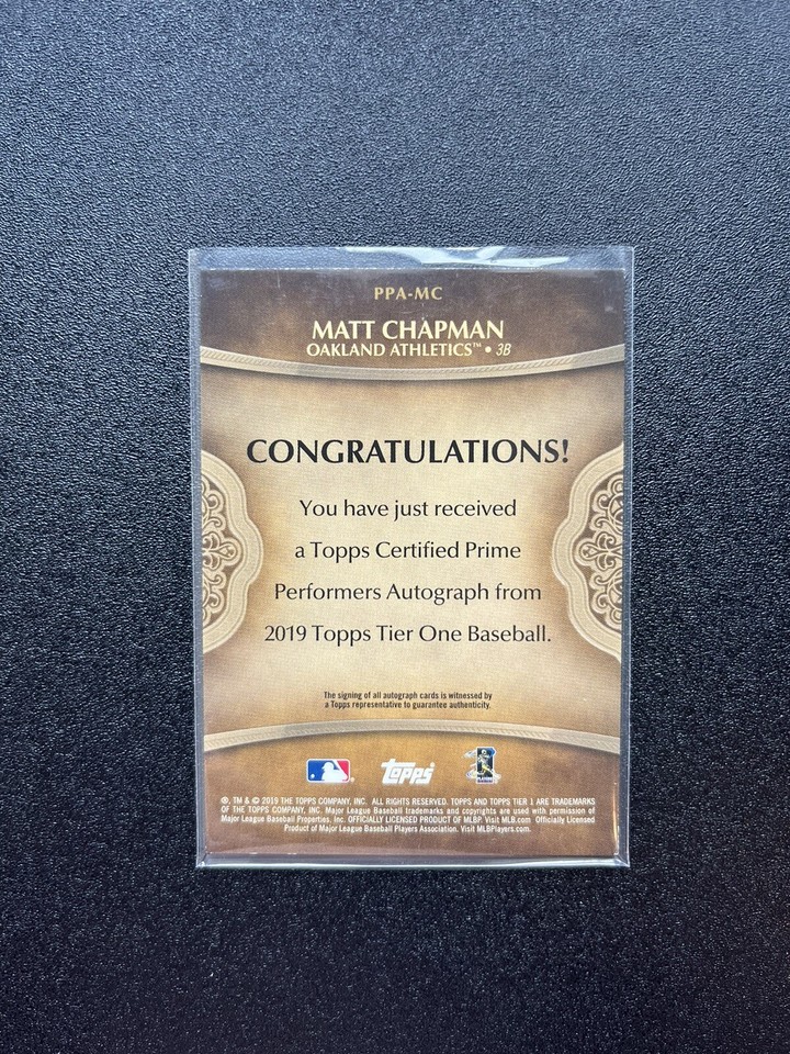 2019 Topps Tier One Matt Chapman Auto Autograph /299 | eBay