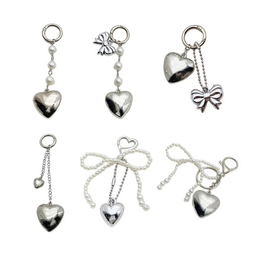 Silver Heart Keychain Pendant Stylish Alloy Keyring Accessory Bag ...