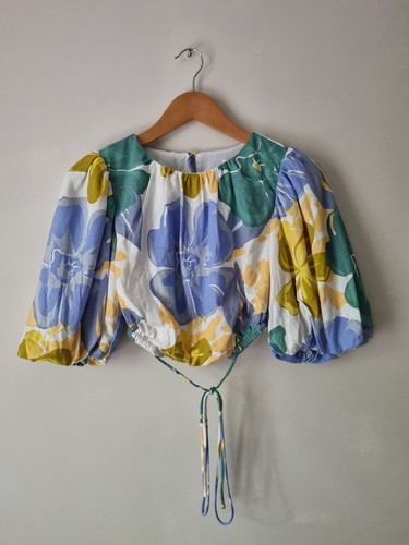 Sabo Skirt Bailee Puff Top Size XS (6 AU) Cotton Linen Crop | eBay Australia
