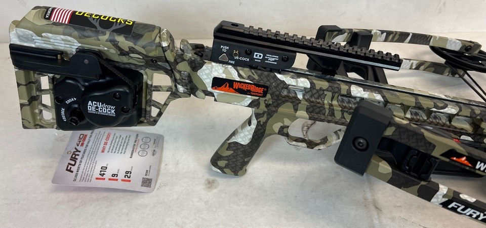 Wicked Ridge Fury 410 De-Cock Crossbow w/Rangemaster 100 Scope- FREE S ...