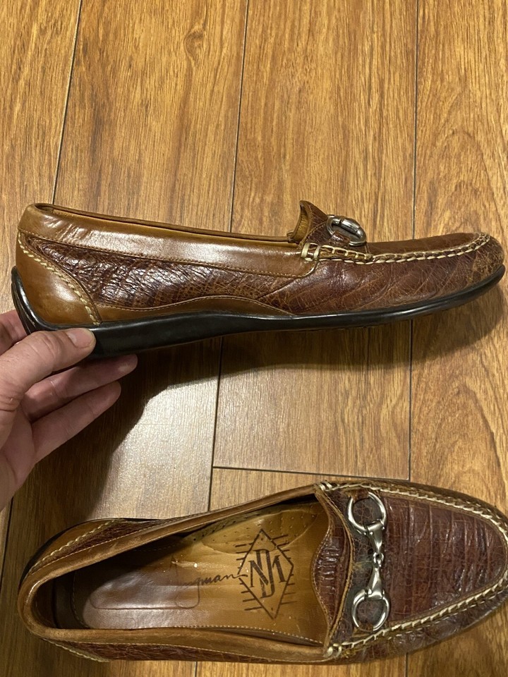 Martin Dingman Saxon Alligator Grain Leather Horsebit Loafers Men US 8. ...