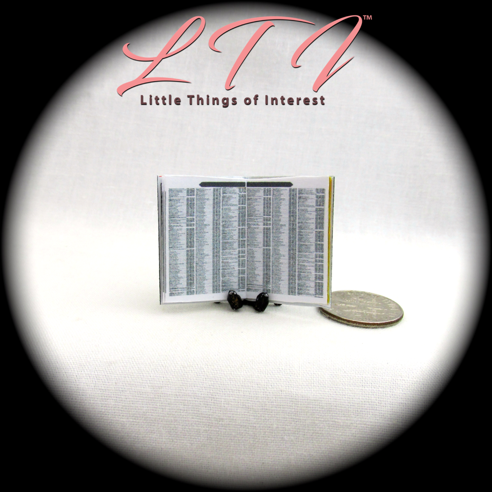 PHONE BOOK 1:12 Scale Dollhouse Miniature Book 1" Scale Telephone ...