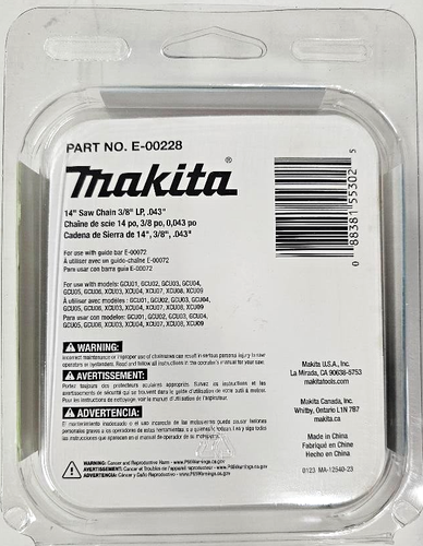 NEW Makita Brand 14" Saw Chain E-00228 3/8" LP .043 For XCU07 XCU04 ...