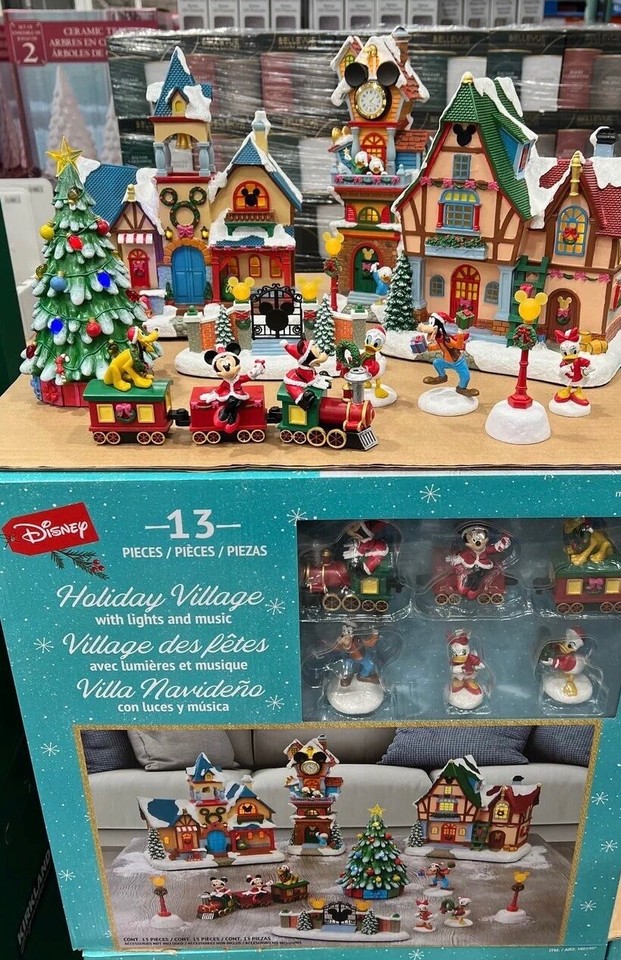 Disney Costco 13 Piece Holiday Village Christmas Set Mickey Minnie ...