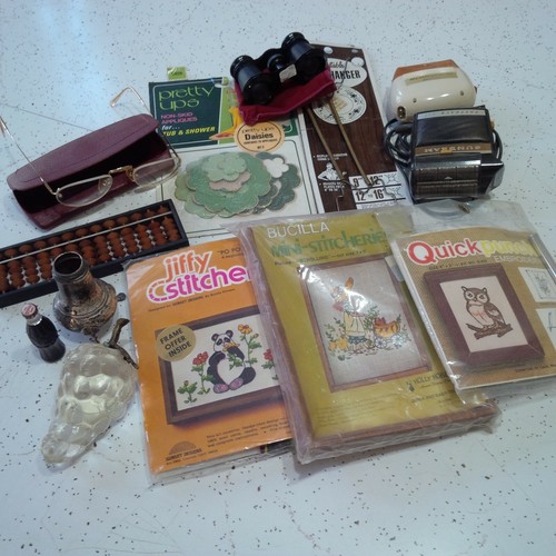 Antique Vintage Time Capsule Lot Embroidery Kits Eyeglasses Shavers ...