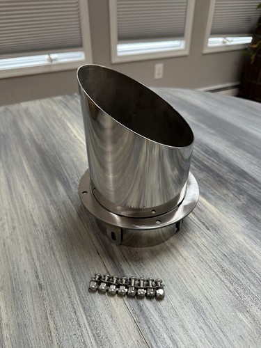 Universal Diesel Hood Stack Ring And Tip. Polished 6” Miter Cut With ...