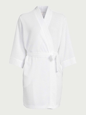 Joyspun Women’s Shawl Collar Waffle Knit Robe Vivid White Size Vary NWT ...